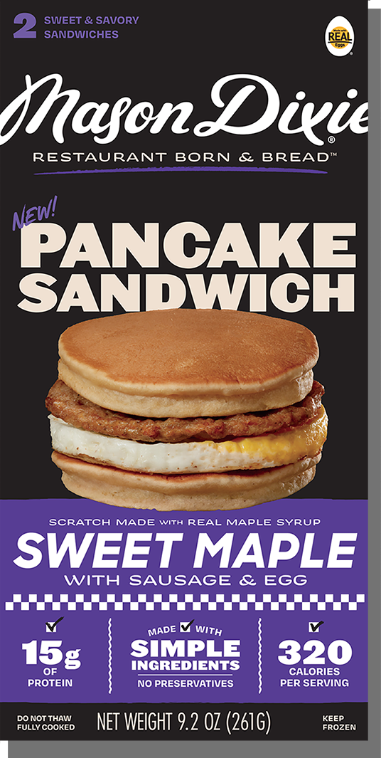 Mason Dixie | Sweet Maple Pancake Sandwich With Sausage & Egg – Mason ...